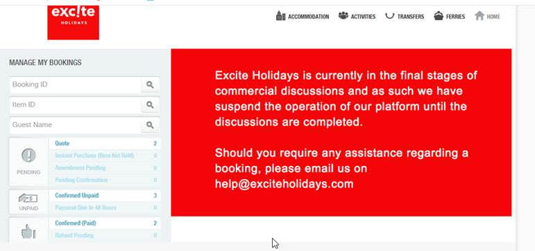 Travel Daily | TD breaking news - Excite Holidays shuts down agent platform